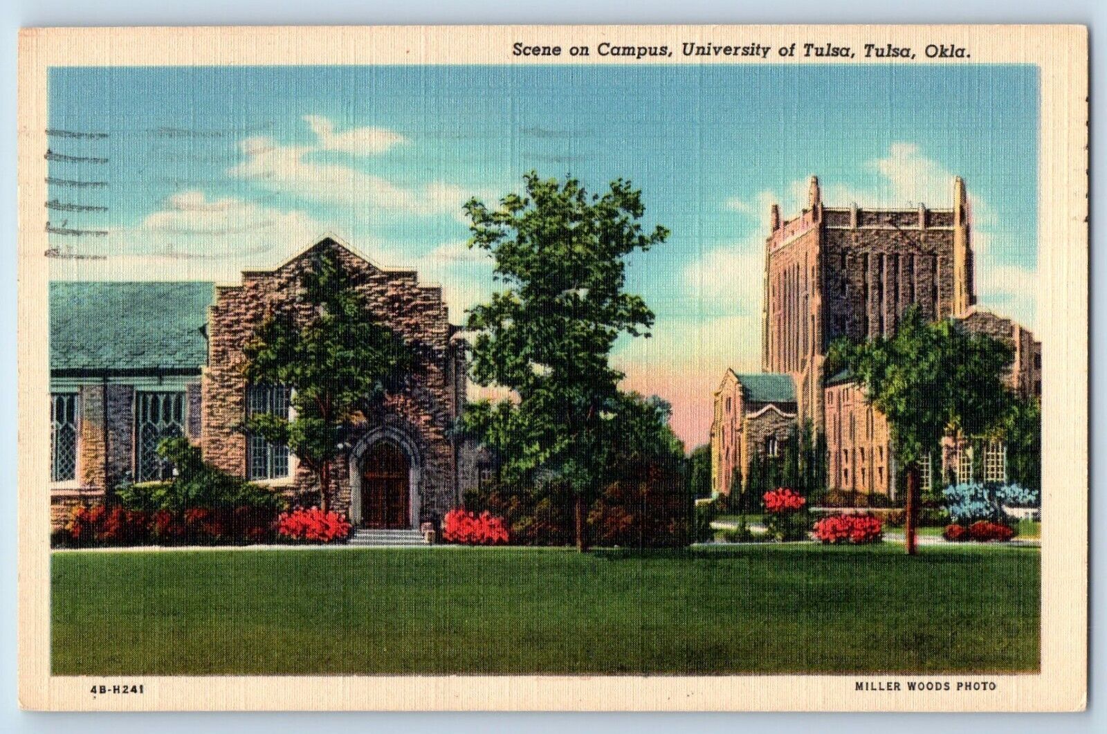 Tulsa Oklahoma Postcard Scene Campus University Exterior c1947 Vintage ...
