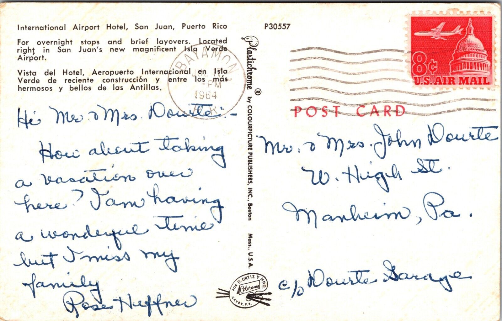 Bus Stop International Airport Hotel San Juan Puerto Rico Postcard 1964 ...