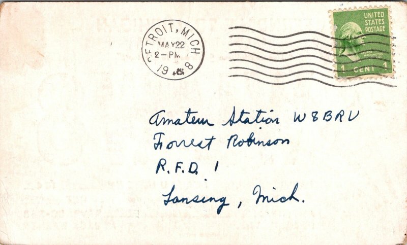 Vintage Postcard HAM Radio Calling Card Swlw8 From Ferndale Michigan ...