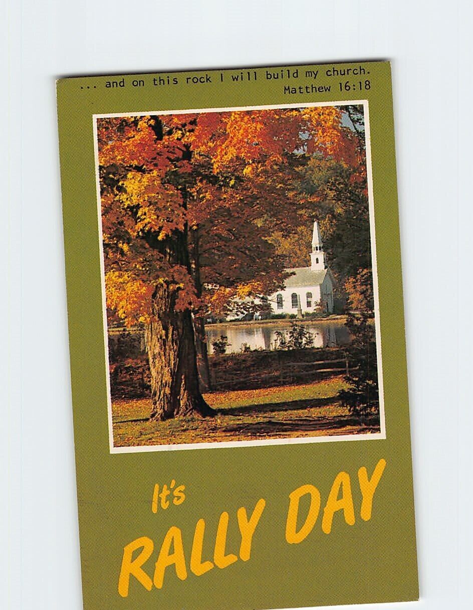 Postcard Rally Day Invitation Card with Bible Verse, Nature Church Lake ...