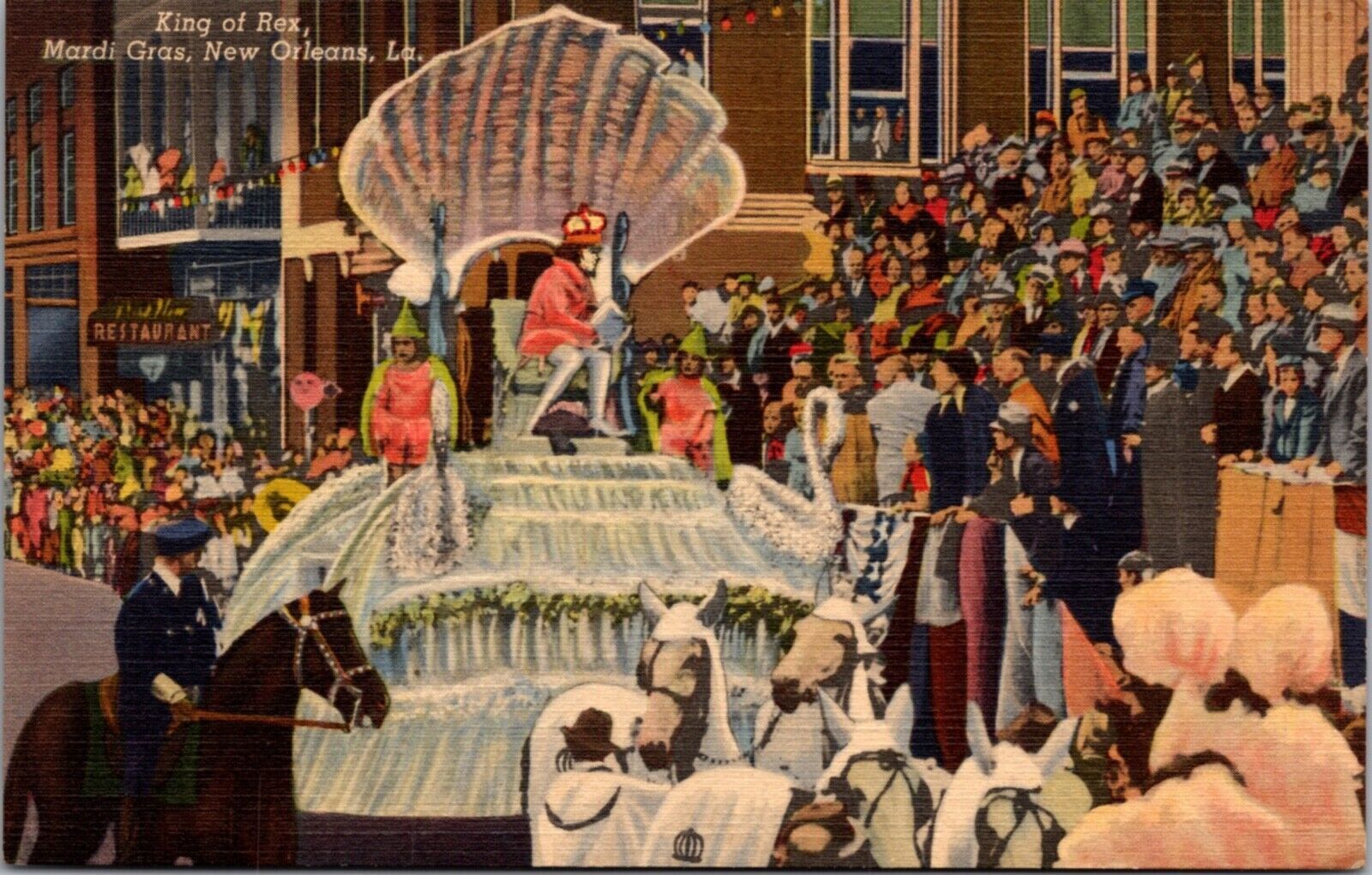 Linen Postcard King of Rex, Mardi Gras Parade Float in New Orleans ...
