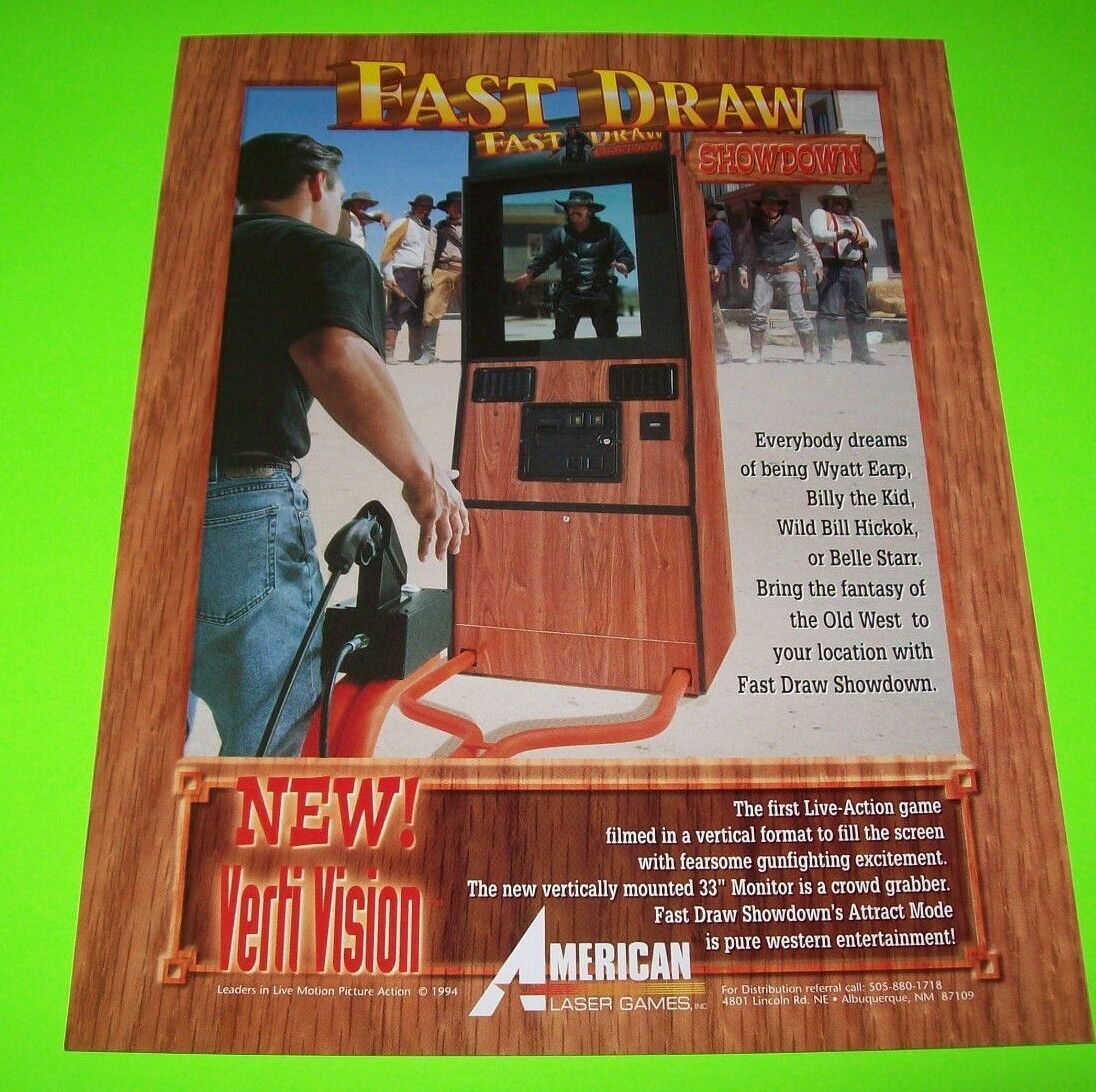 Fast Draw Showdown Arcade FLYER Original NOS Video Game Art American ...