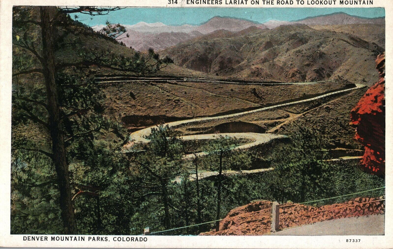 Vintage Postcard on the Road to Lookout Mountain Denver Mountain Parks ...