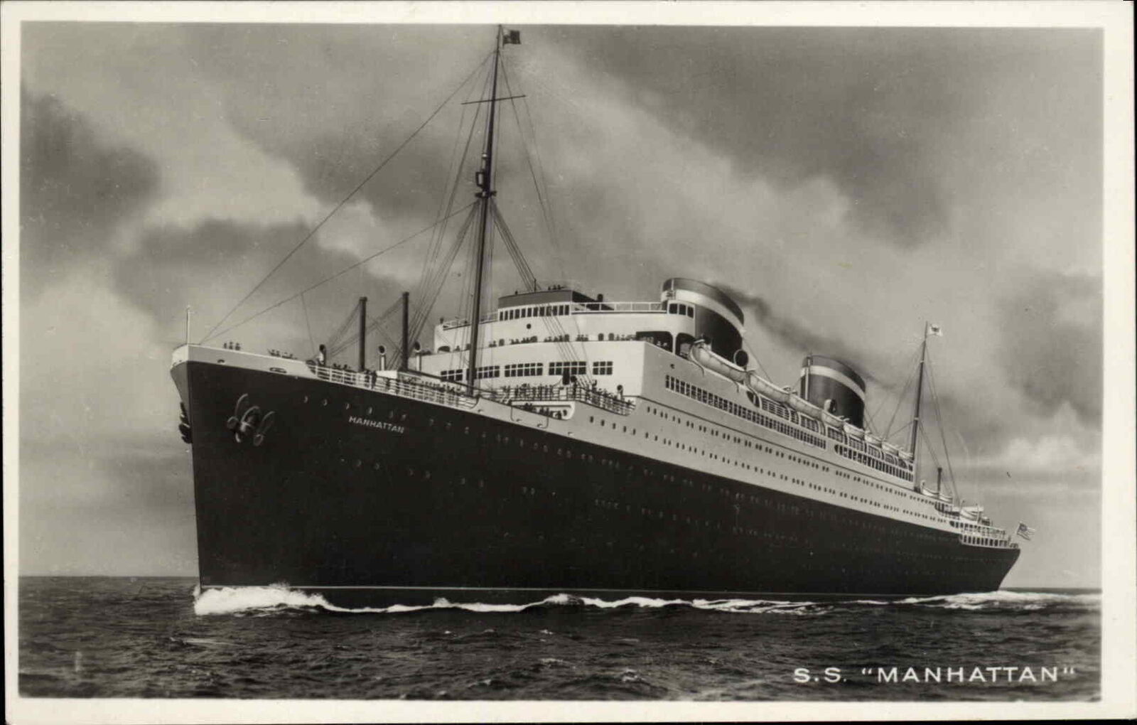 STEAMSHIP STEAMER SS Manhattan Old Real Photo Postcard | Topics ...