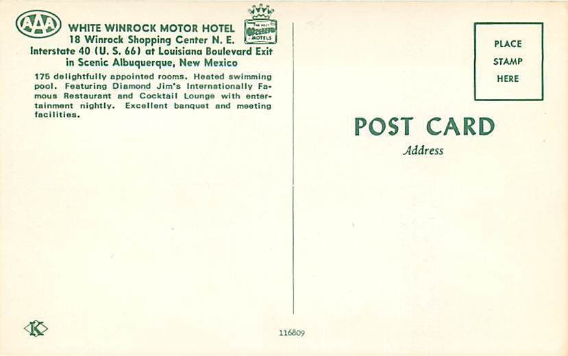 NM, Albuquerque, New Mexico, White Winrock Motor Hotel Pool, No 116809 ...