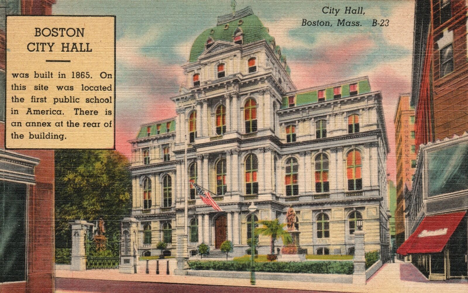Vintage Postcard City Hall Office Historical Building Boston ...