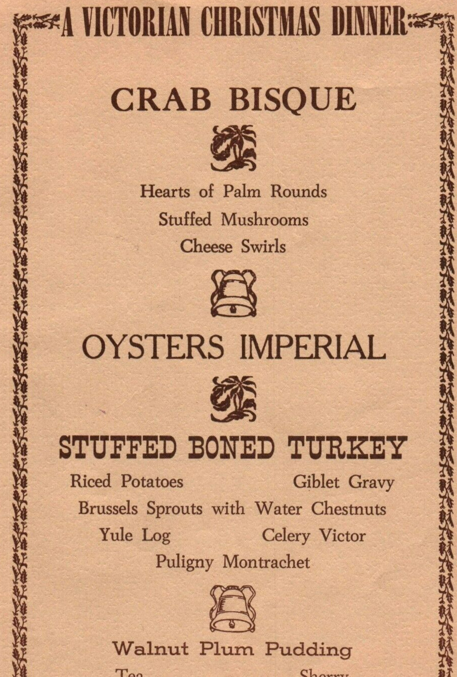 Victorian Christmas Menu Dinner Historic Denver Molly Brown House ...