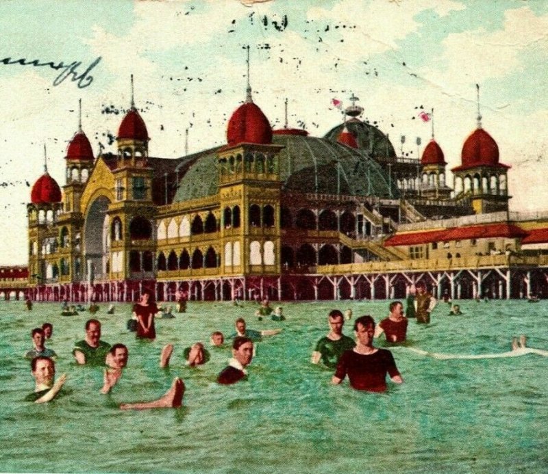 Saltair Beach Pavilion w Bathers Great Salt Lake Utah UT 1906 UDB Vtg ...