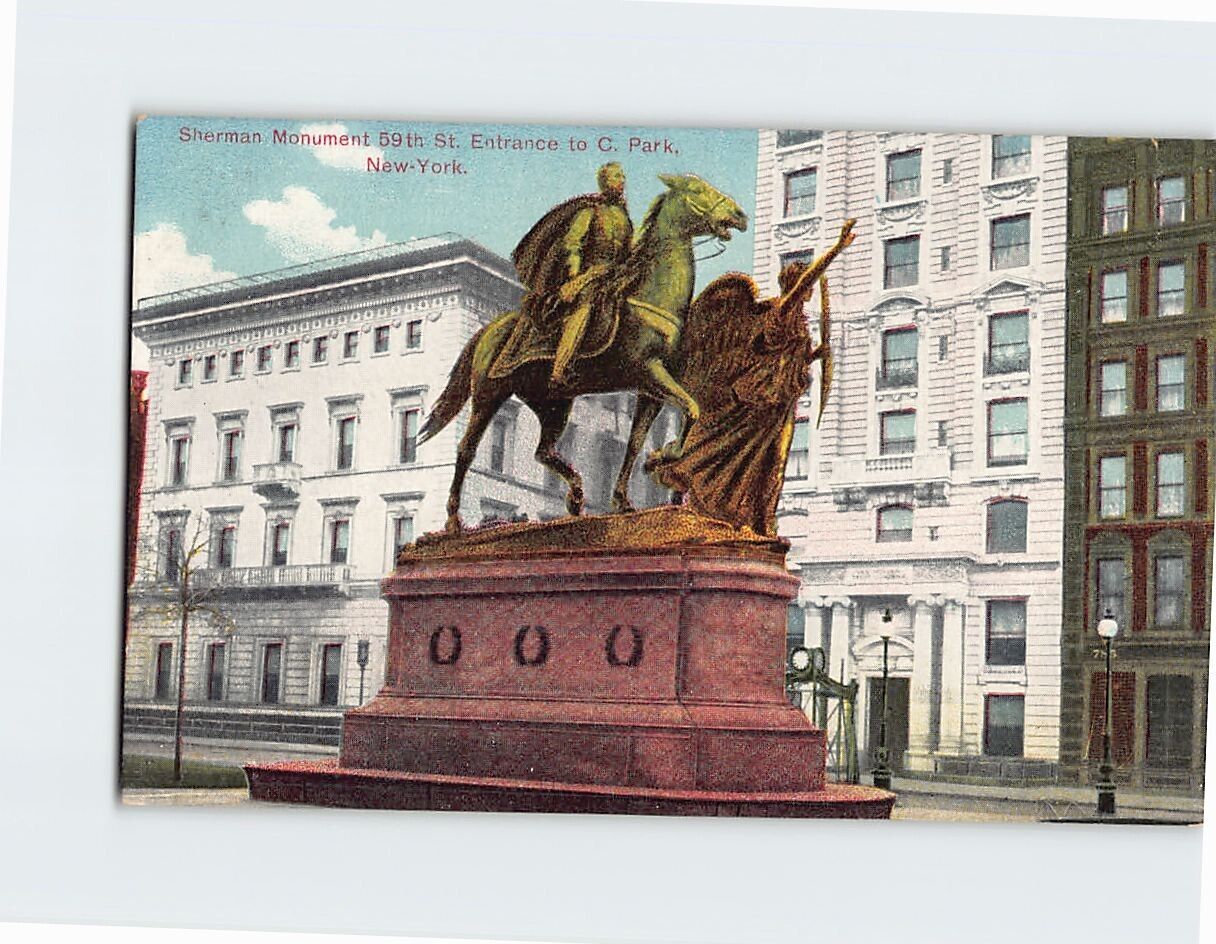 Postcard Sherman Monument New York City New York USA | United States ...