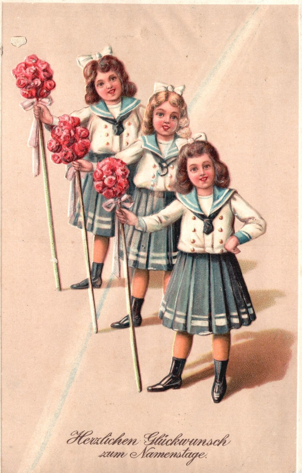Vintage Postcard School Girls With Uniforms Greetings and Wishes ...