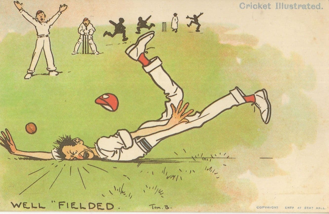Well Fielded Tom Browne Modern Cricketing Cricket Comic Postcard ...