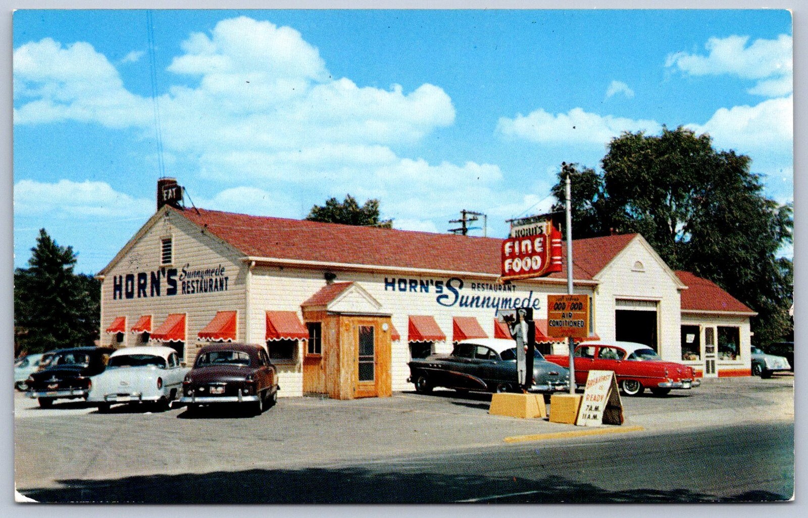 K30/ Warsaw Indiana Ohio Postcard Chrome Horns Sunnymede Restaurant 131 ...