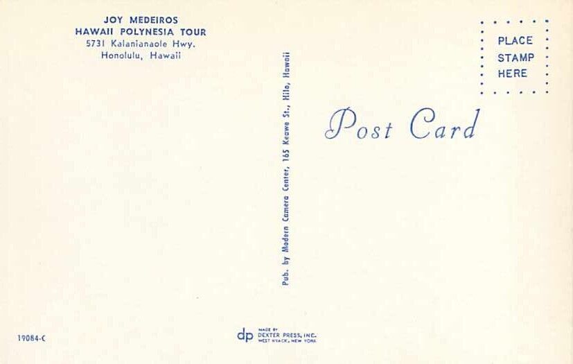 HI, Honolulu, Hawaii, Joy Medeiros Hawaii Polynesian Tour, Ad, Dexter ...