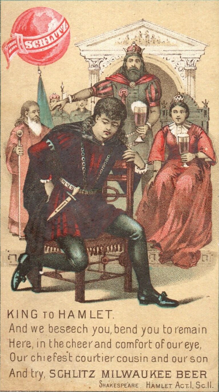1880's Schlitz Milwaukee Beer Shakespeare Hamlet King Victorian Trade ...