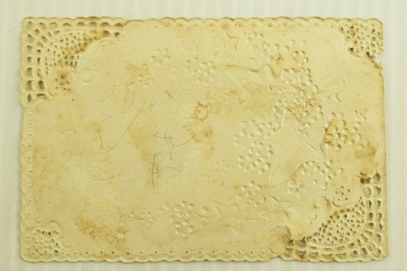 1880's Embossed Victorian Remembrance Card Paper Lace Ivy Forget-Me ...