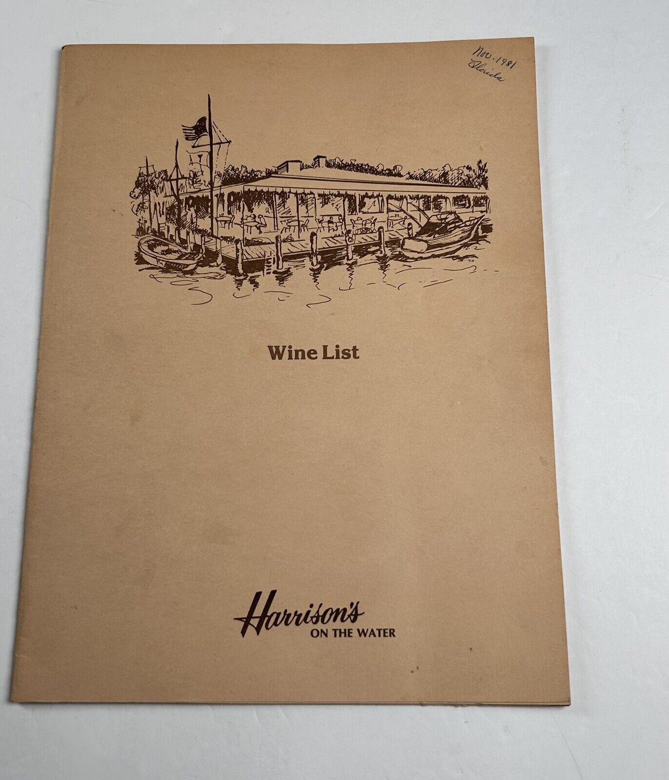 Harrison’s On The Water Wine List Restaurant Menu Florida | Ephemera ...