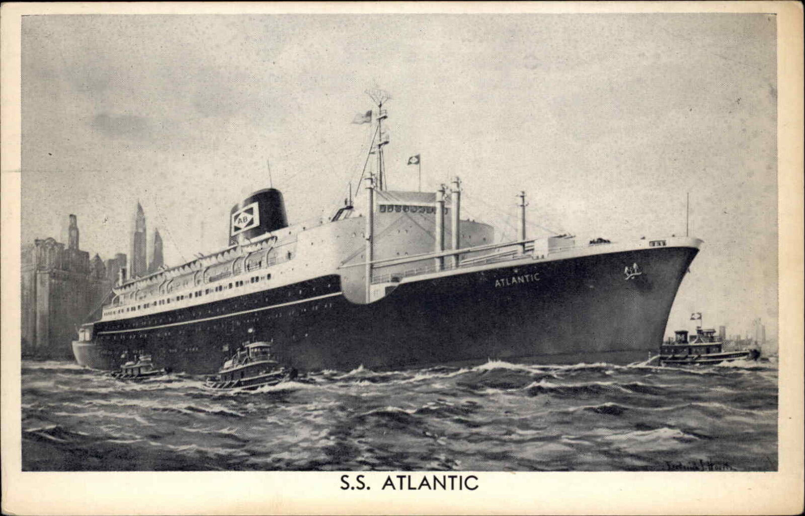 American Banner Lines Steamer Steamship S.S. Atlantic Ship Vintage ...