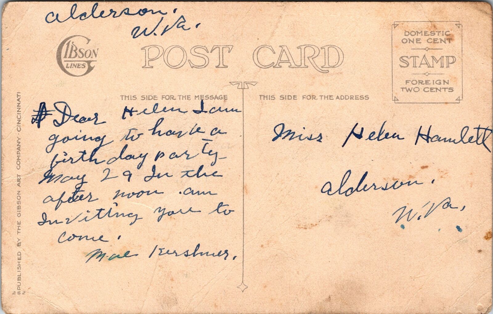 Vintage Postcard Greetings ROM Your Friend on Your Birthday Gibson ART ...