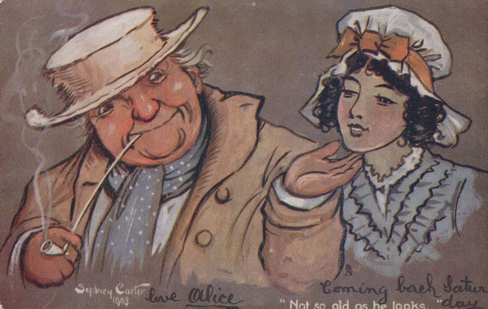 Giant Long Pipe Sydney Carter Smoking Comic Old Postcard | Topics ...