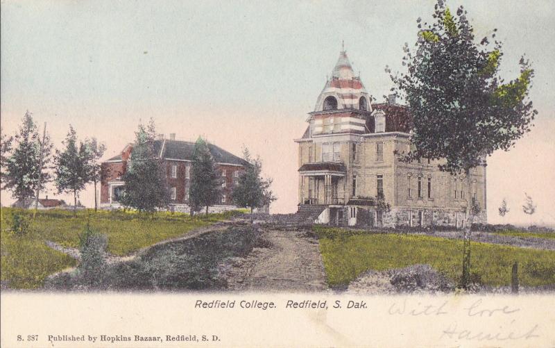 Redfield SD College Building Postcard 1906 UDB RARER VIEW OF CAMPUS S ...