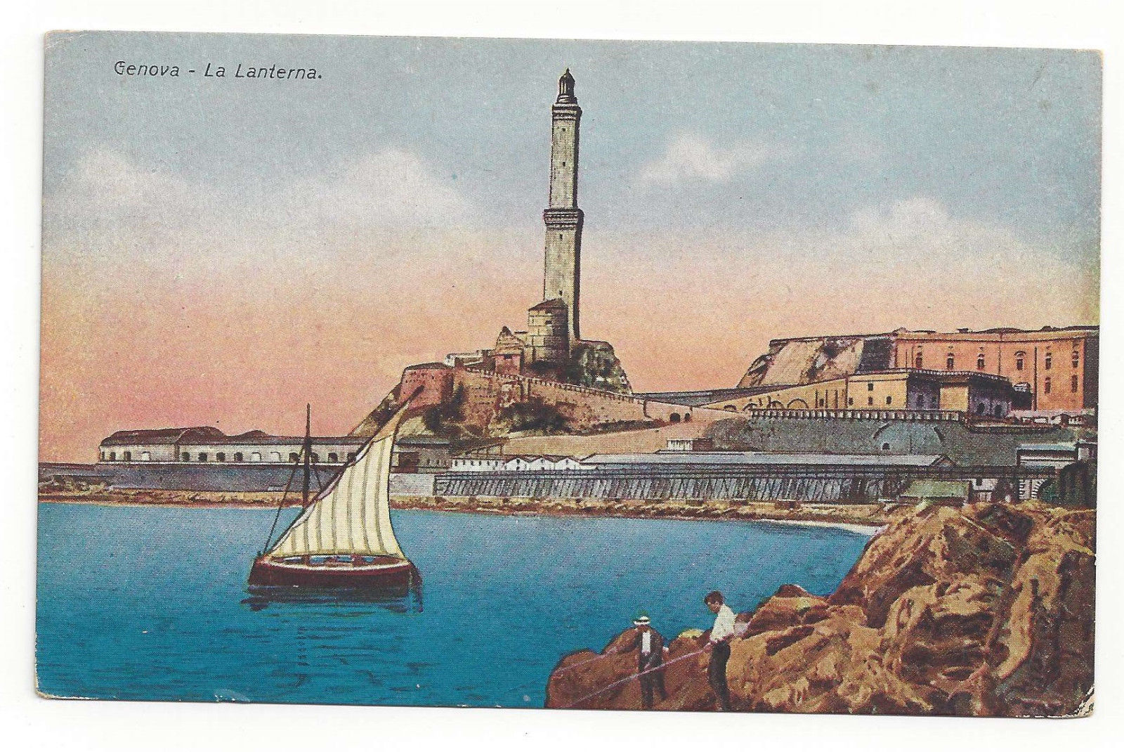 Italy Genoa Lighthouse Genova La Lanterna Sailboat Vtg Postcard ...