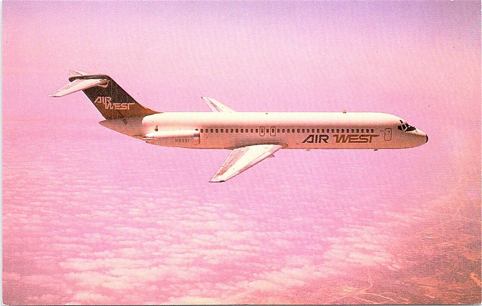 Postcard~Air West~McDonnell Douglas DC-9-31~Airplane~Vintage~A67 ...