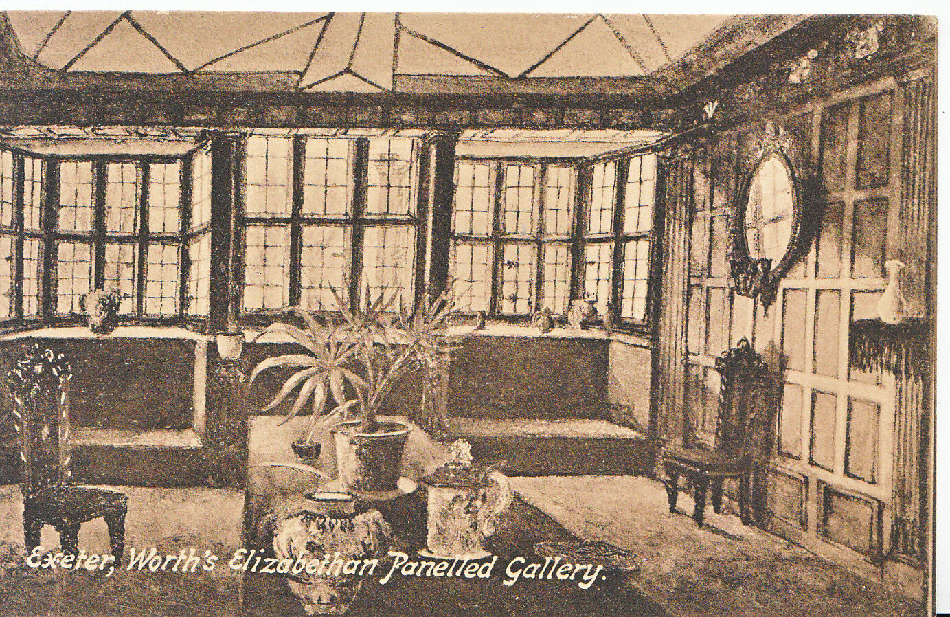 Devon Postcard - Exeter - Worth's Elizabethan Panelled Gallery SL462 ...