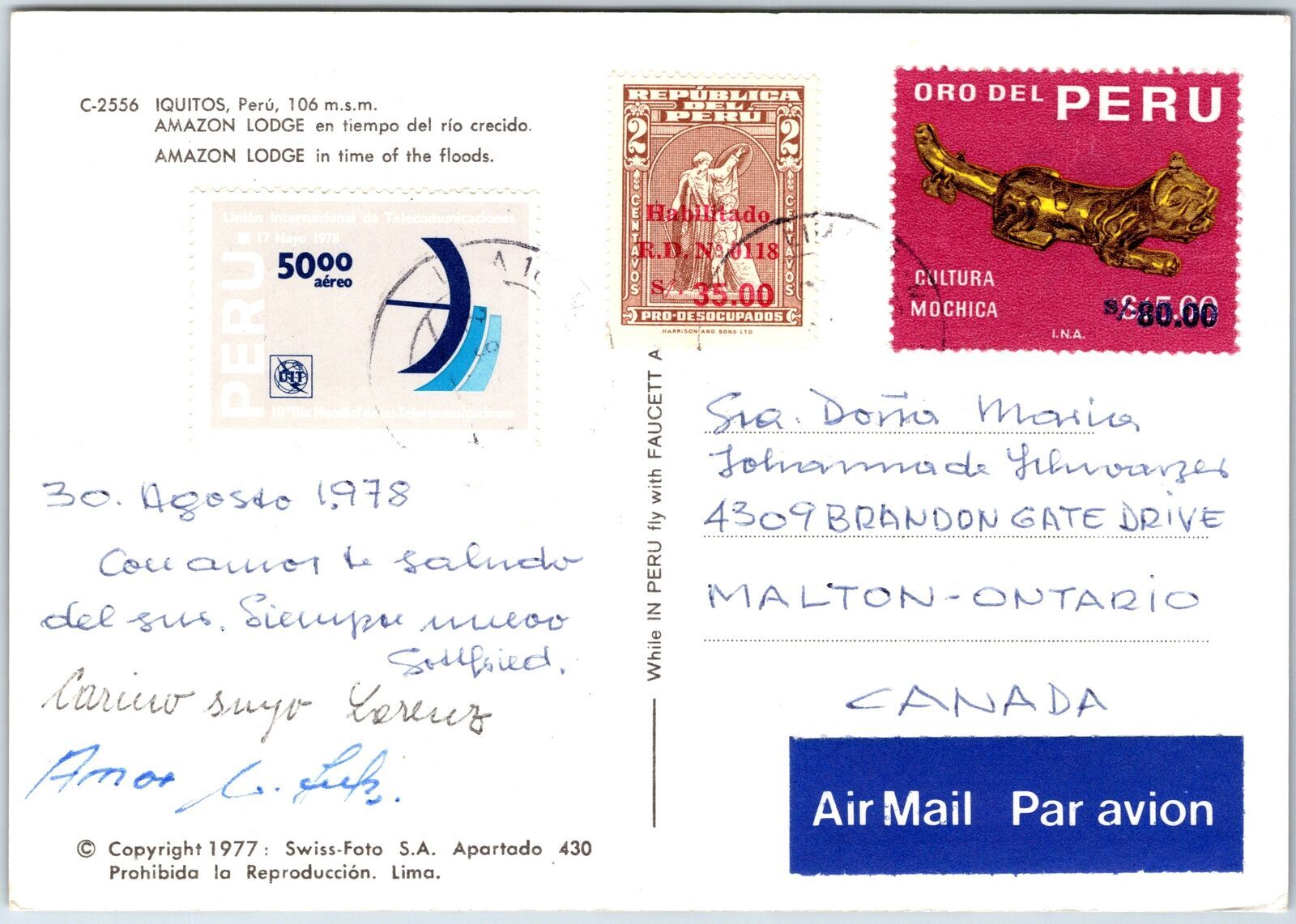 Vintage Continental Sized Postcard an Amazon Lodge at Iquitos Peru ...