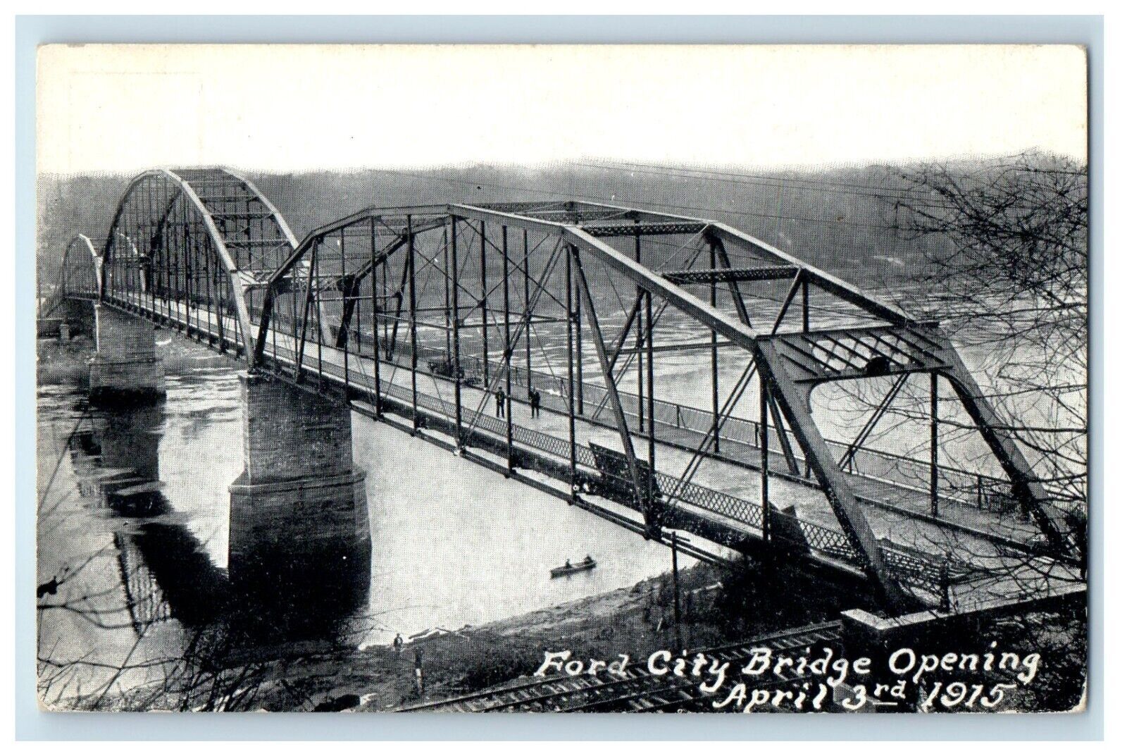 1915 View Of Ford City Bridge River Boat Scene Unposted Antique ...
