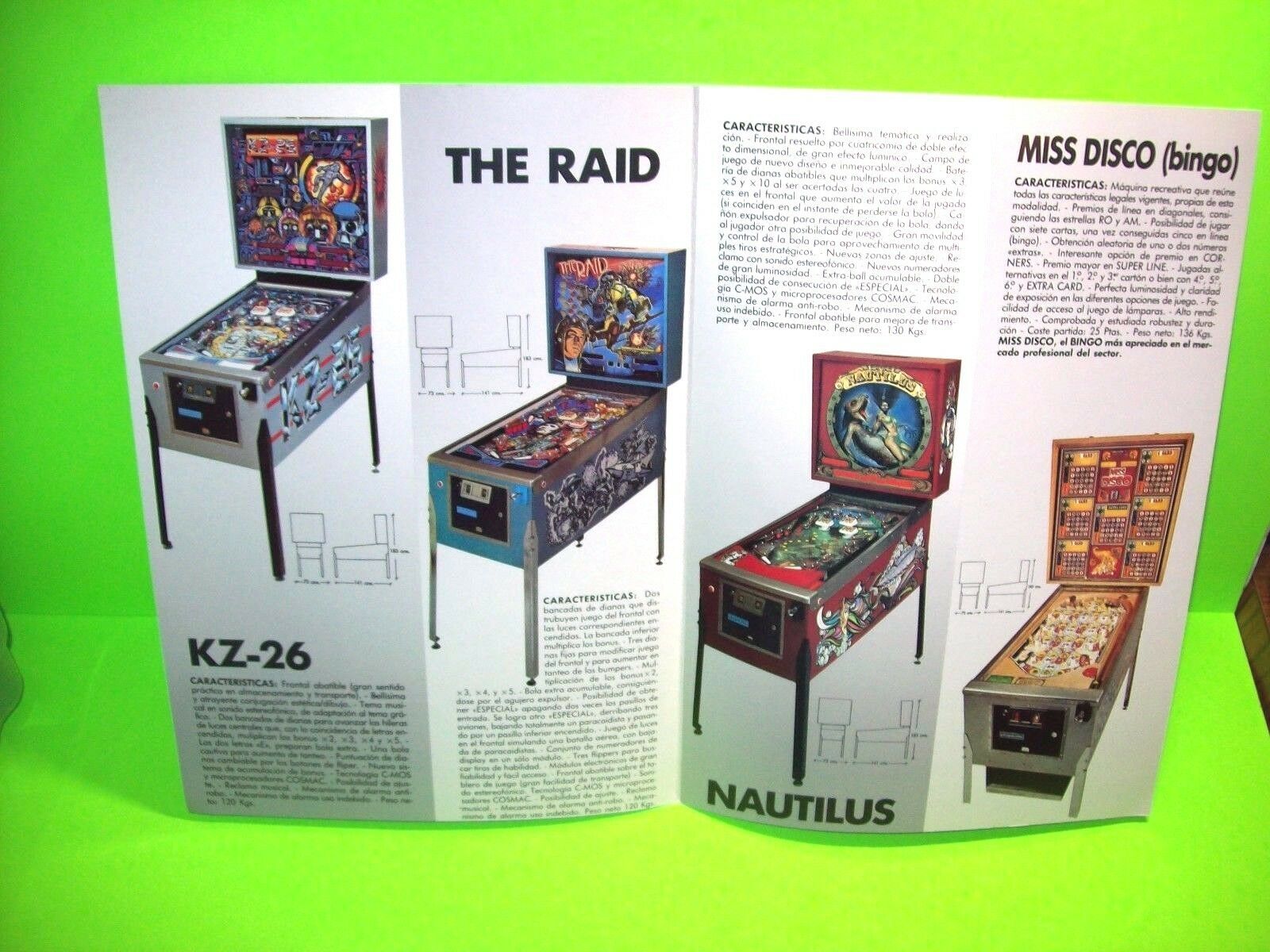 Playmatic Rare Original 1984 Pinball Machine Flyer KZ-26 NAUTILUS The ...