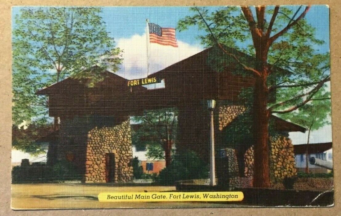 Vintage Used 1951 Linen Penny Postcard Main Gate Fort Lewis Washington ...