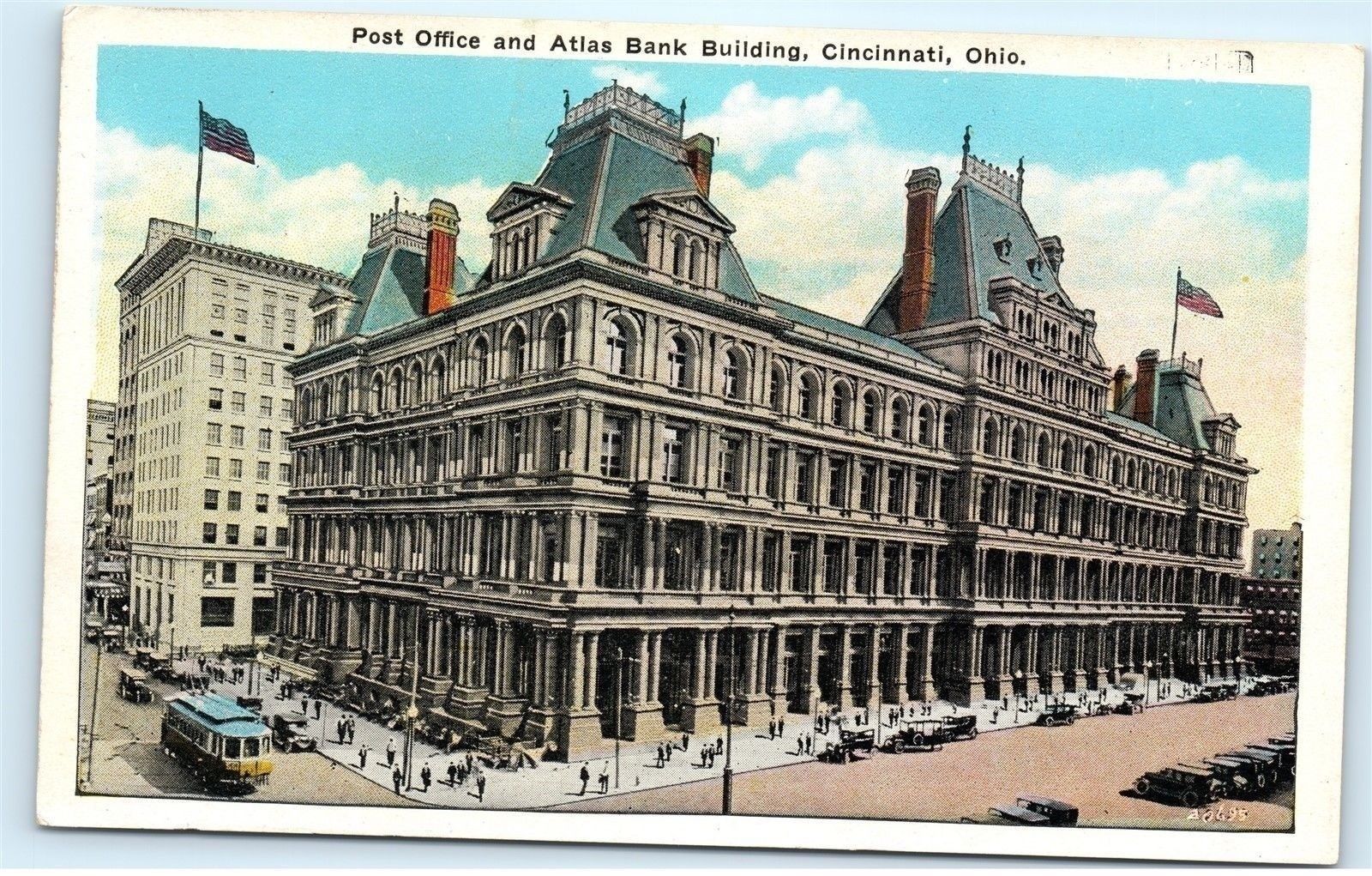 *Post Office Atlas Bank Building Cincinnati Ohio old Vintage Postcard ...
