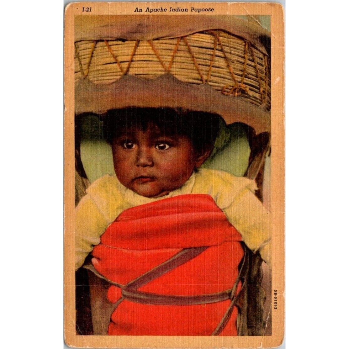 Vintage Linen Postcard, Apache Indian Papoose I21, Divided Back ...