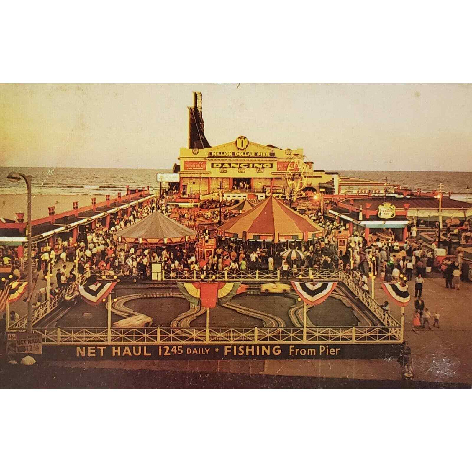 1950 Million Dollar Pier Attractions Fishing Rides Games Crowd Atlantic ...