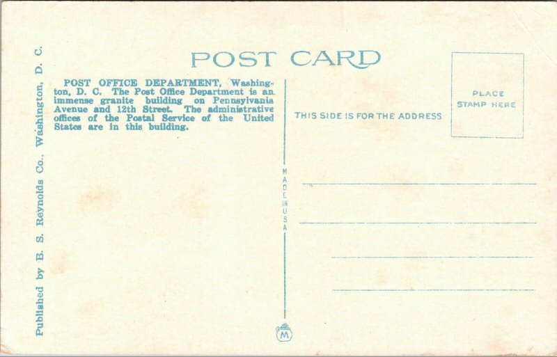 Vintage Post Office Department Building Old Cars Washington DC Postcard ...