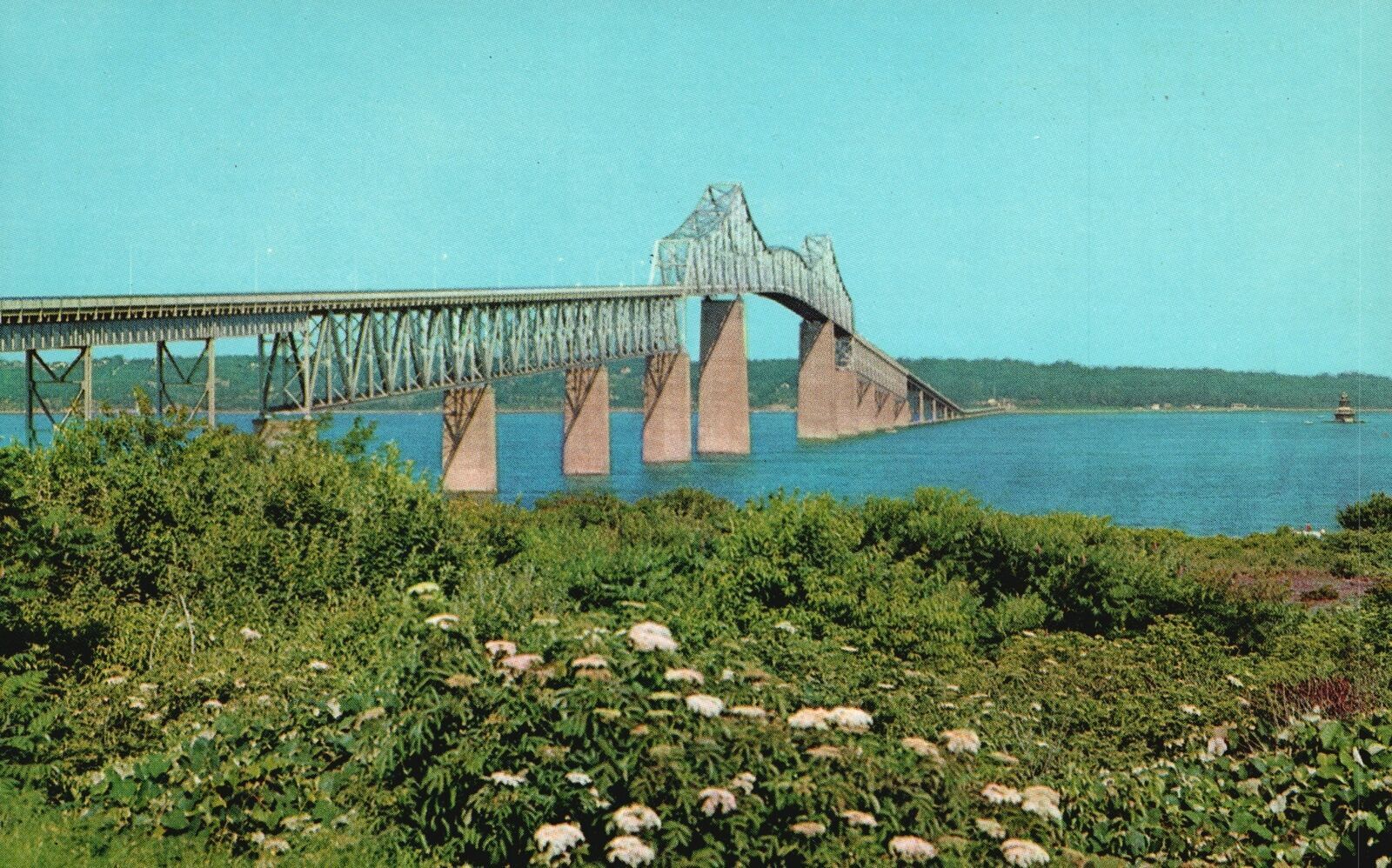 Vintage Postcard Jamestown Saunderstown Bridge Narragansett Bay Rhode ...