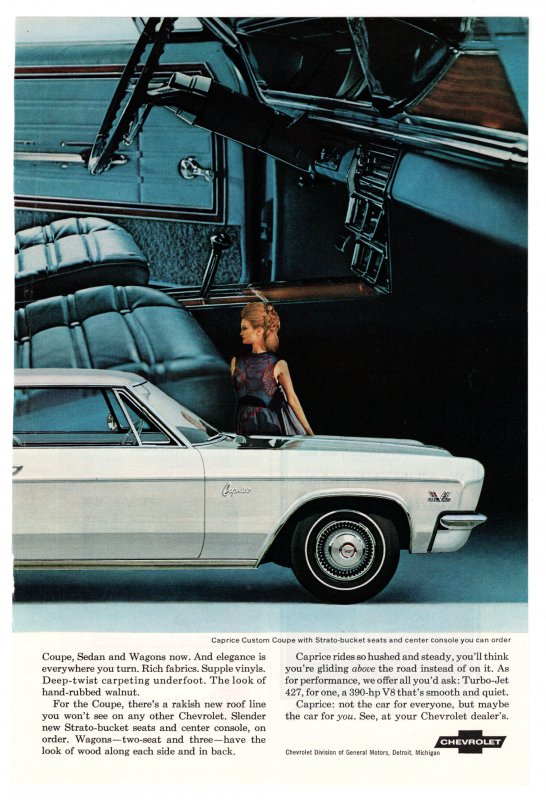 1966 Chevrolet Caprice, General Motors - Vintage Ad - (Caprice Custom ...
