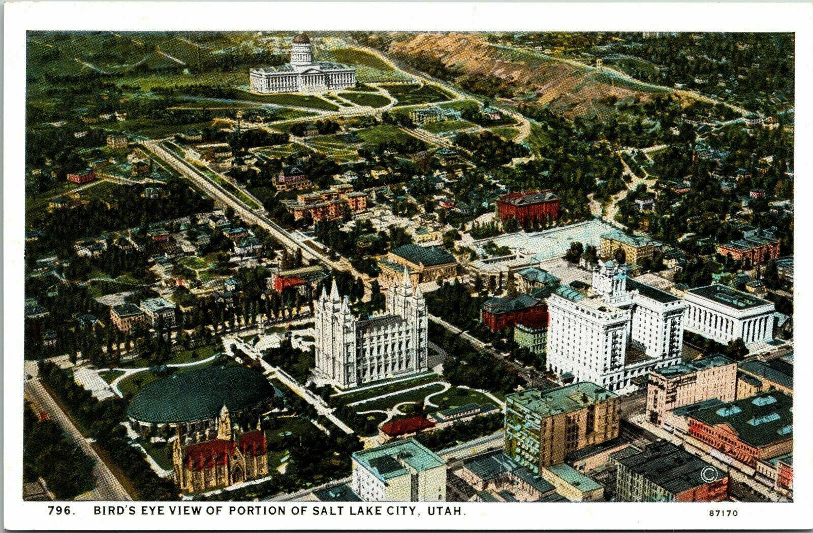 Birds Eye View Portion Salt Lake City Utah UT WB Postcard VTG UNP ...