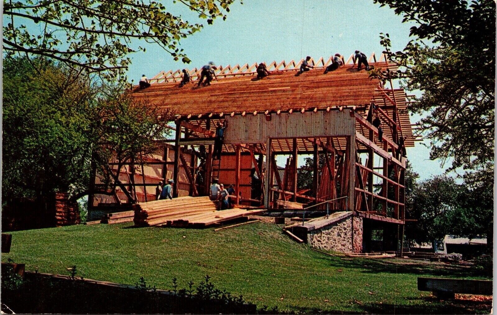 Amish Barn Raising Mennonite Postcard Melvin Horst Witmer PA ...