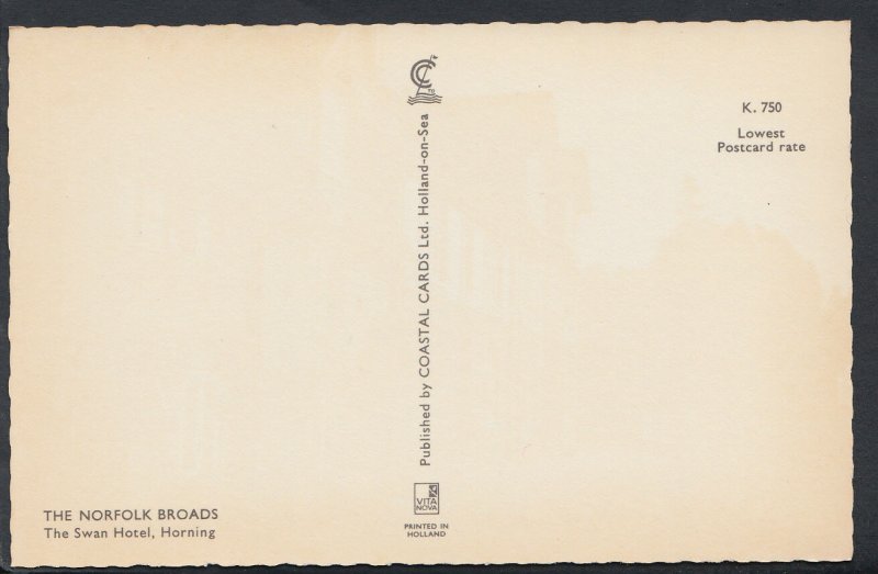 Norfolk Postcard - The Norfolk Broads, The Swan Hotel, Horning A3802 ...