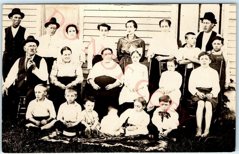 1910s Stone Faced Family Photo RPPC Real Photo Funny People Group ...