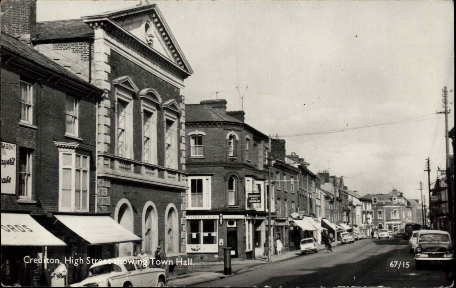 Vintage RPPC Crediton DEVON High Street Scene Town Hall Real Photo ...