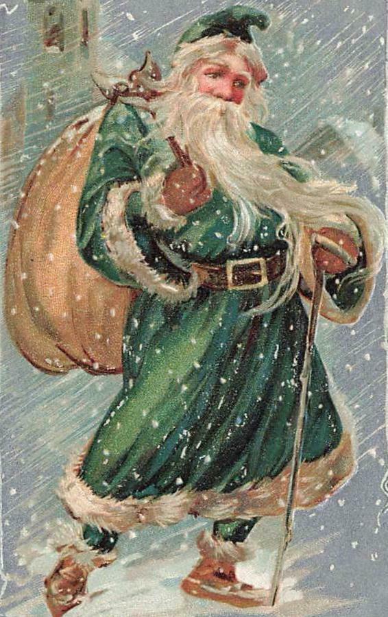 Tuck Green Robe Santa Claus Father Christmas Embossed VTG 1908 P35 ...
