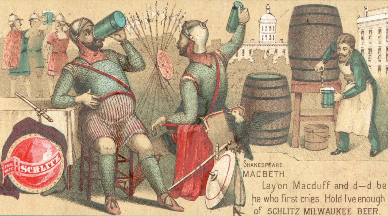 1880's Schlitz Milwaukee Beer Shakespeare Macbeth Victorian Trade Card ...