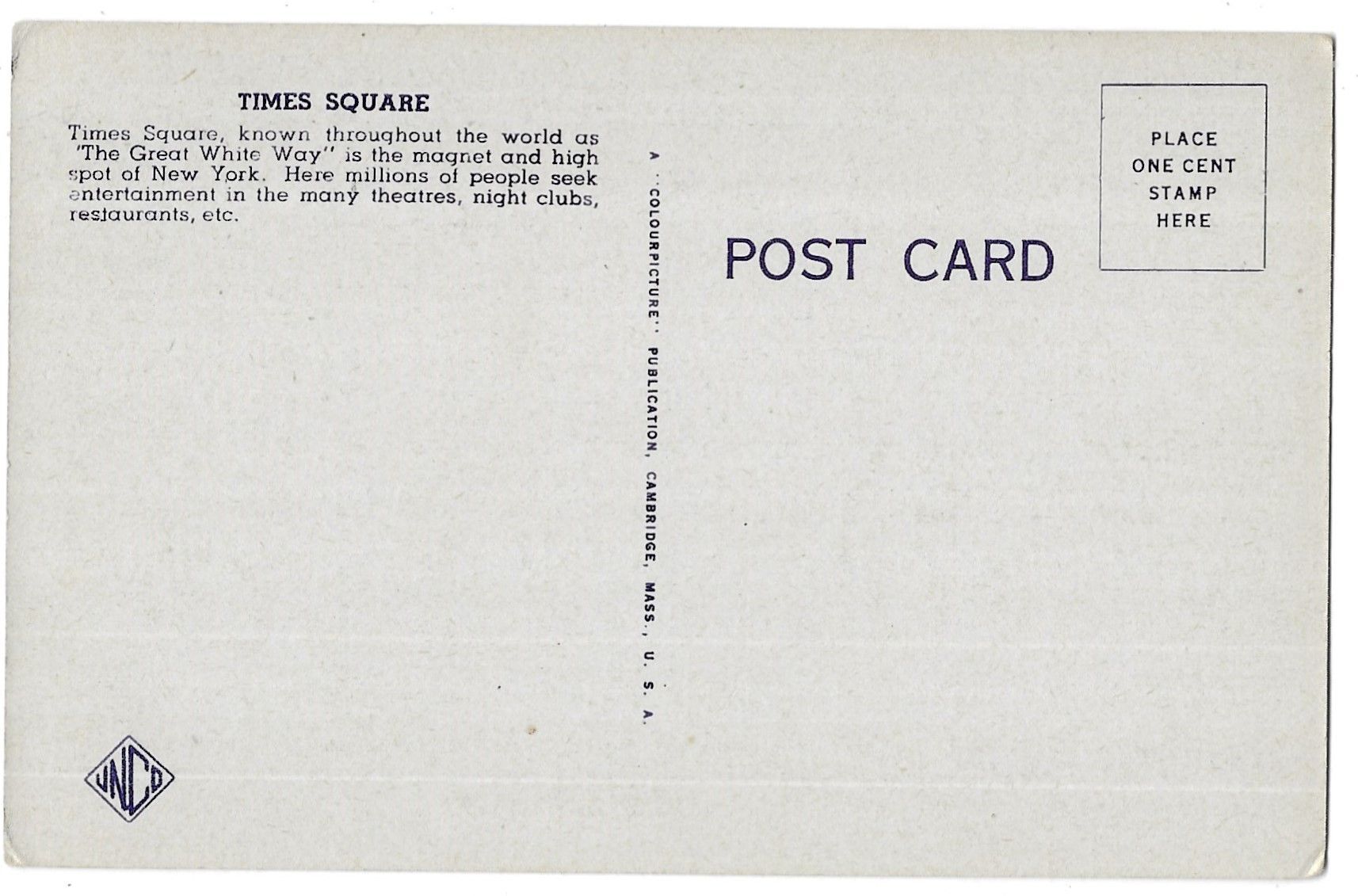 Times Square at Night, New York City, Unused Colourpicture Linen ...