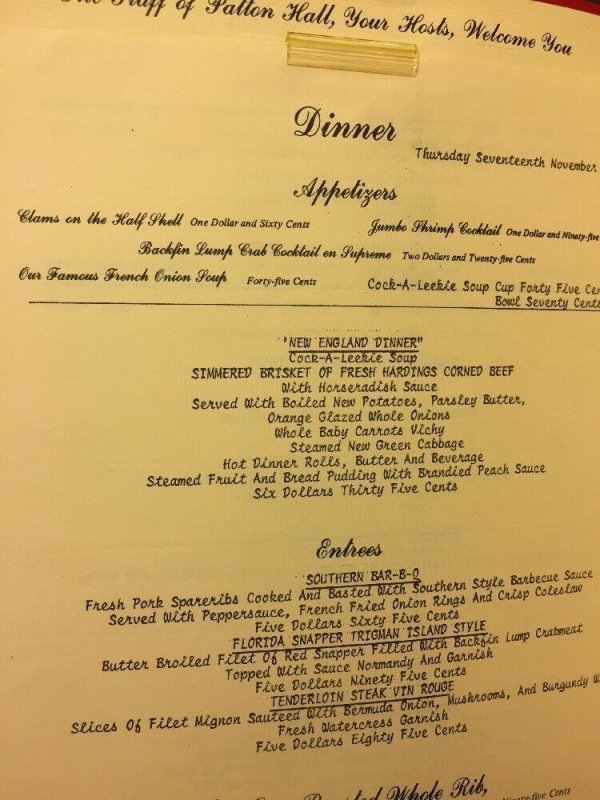 Vintage 70s PATTON HALL Restaurant Menu Fort Myers Officers Club ...