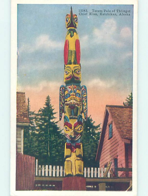W-border NATIVE INDIAN TOTEM POLE Ketchikan Alaska AL AE7760@ | United ...