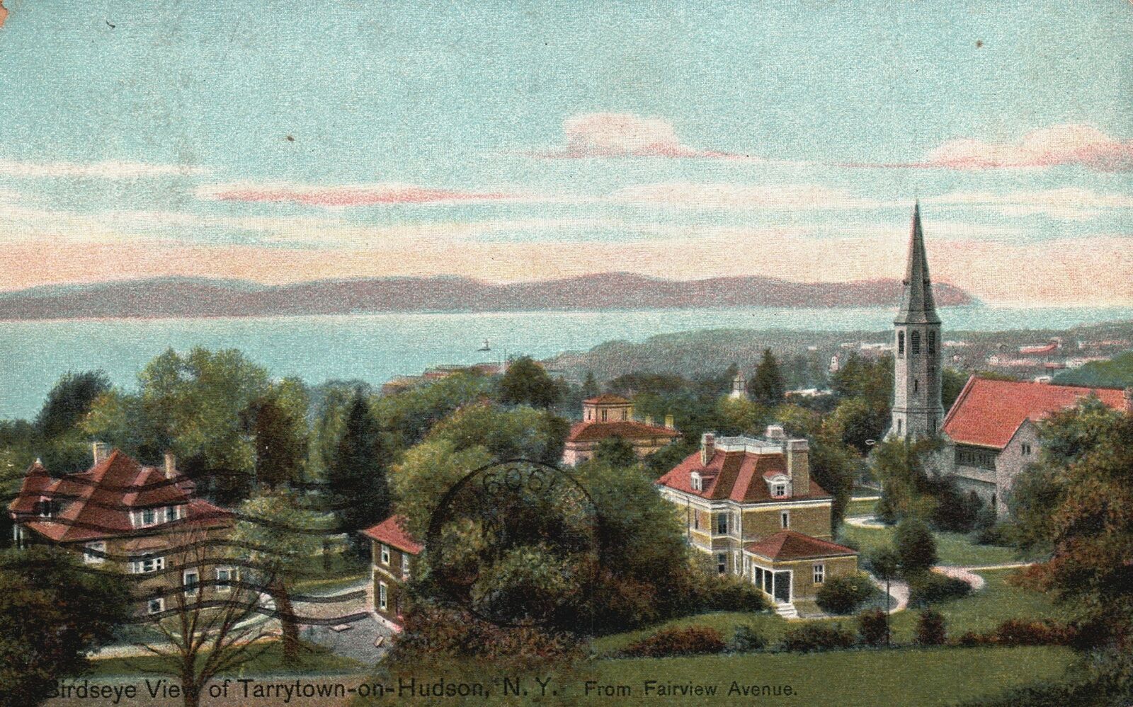 Vintage Postcard 1910's Birdseye View Form Fairview Ave. Tarrytown ...