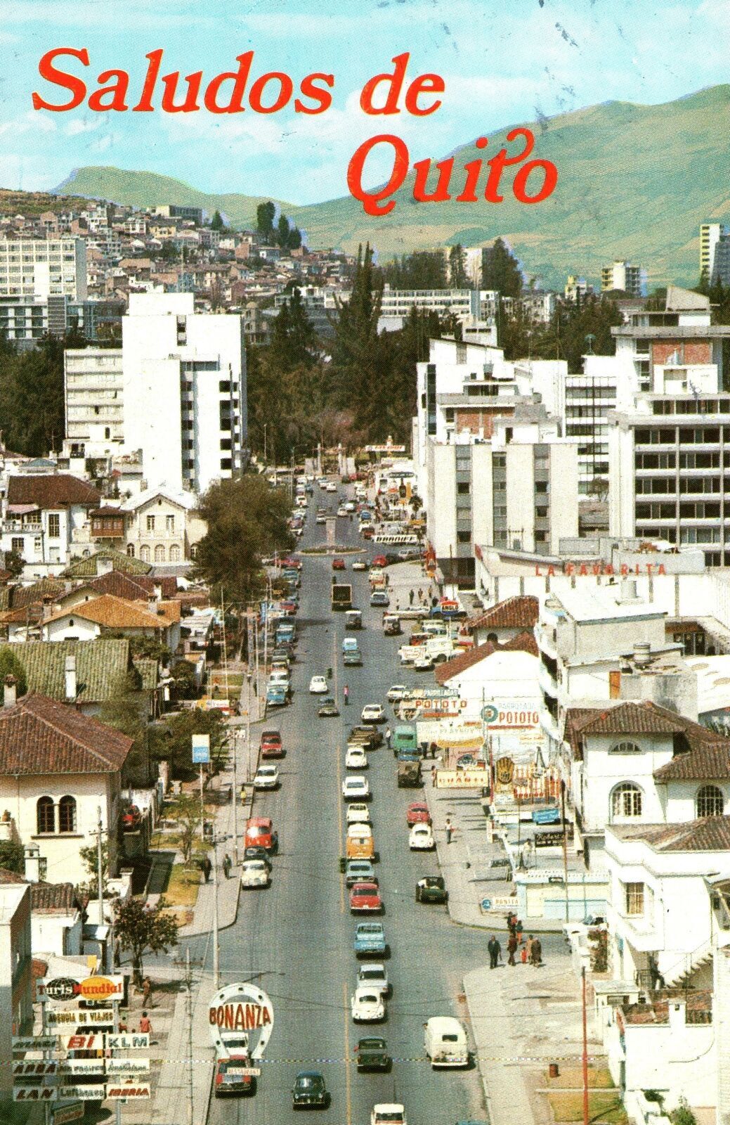 Vintage Continental Size Postcard Street Scene Sign Boards Quito ...