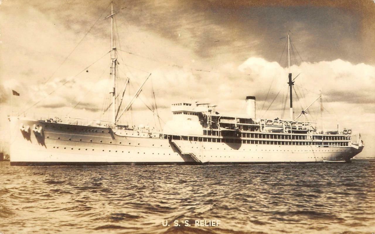 RPPC U.S.S. RELIEF Navy Hospital Ship Red Cross c1920s Vintage Photo ...